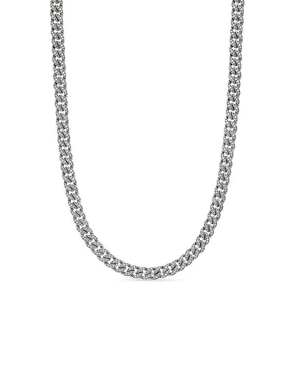 David Yurman Curb Chain Necklace With Diamonds - Silver