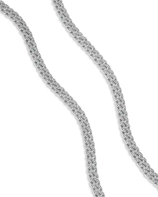 David Yurman Curb Chain Necklace With Diamonds - Silver