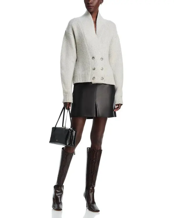 Brandon Maxwell The Lowen Cashmere Silk Knit Double Breasted Shawl Cardigan