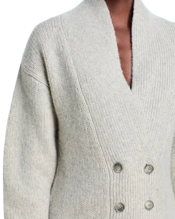 Brandon Maxwell The Lowen Cashmere Silk Knit Double Breasted Shawl Cardigan