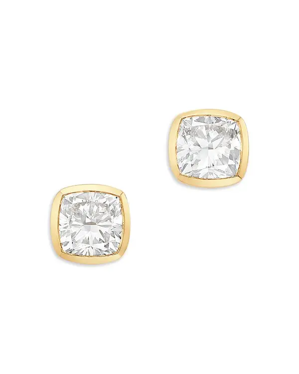 Bloomingdale'S Certified Lab Grown Diamond Cushion Bezel Stud Earrings In 14k 2.0 Tcw - Yellow Gold