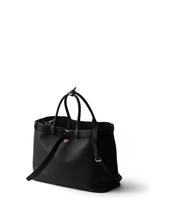 Prada Leather Bag With Belt Detail - Black