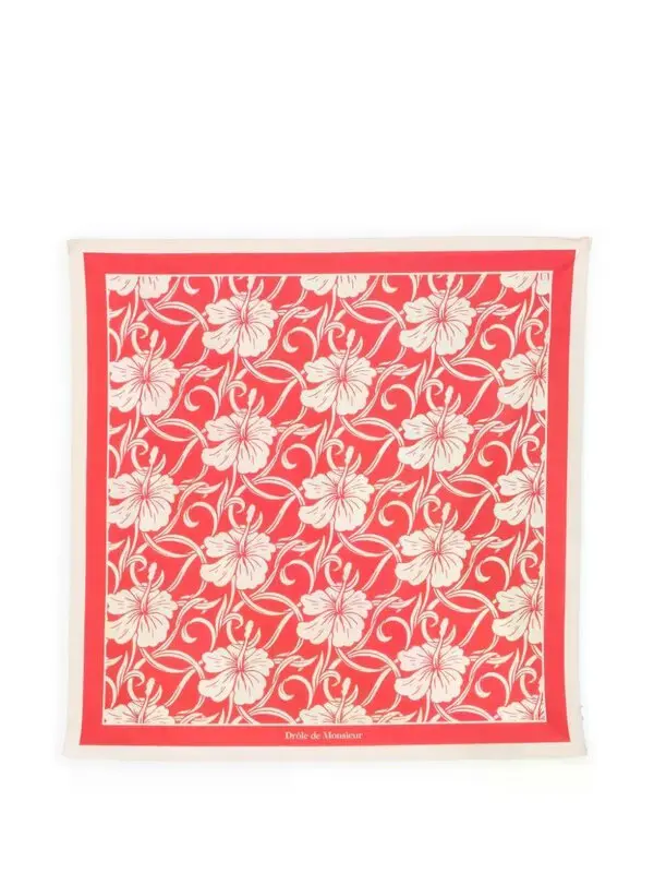 Drole De Monsieur Floral-print Square Scarf - Red