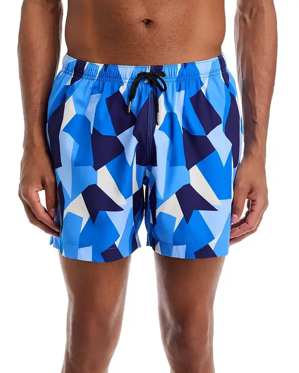 YUASA MENSWEAR Printed Mosaic Swim Trunks - Blue