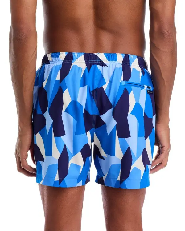YUASA MENSWEAR Printed Mosaic Swim Trunks - Blue