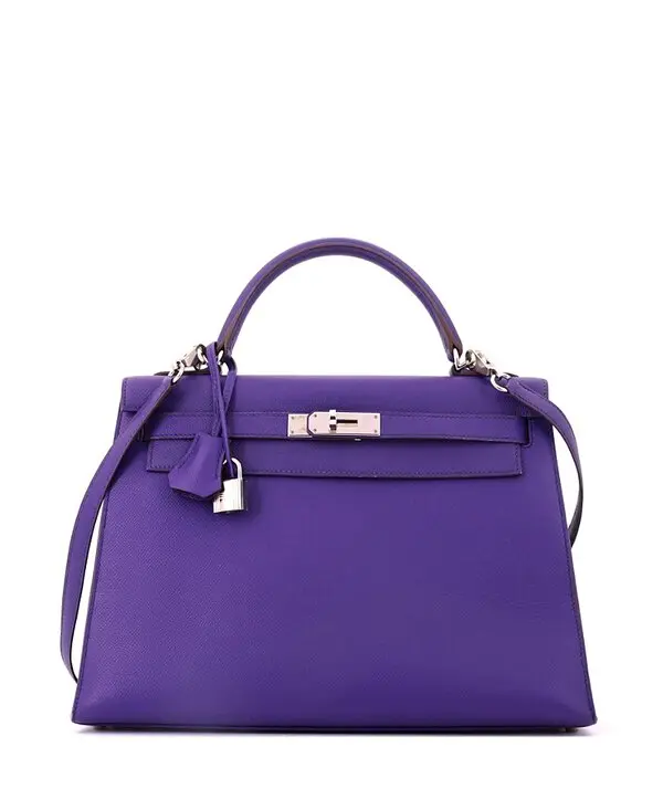 Hermès Kelly 32 Handbag Purple Epsom With Palladium Hardware - Crocus
