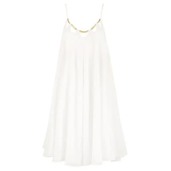 ALINA CERNATESCU Bilbao Short Cotton Veil Dress With Metallic Details - White
