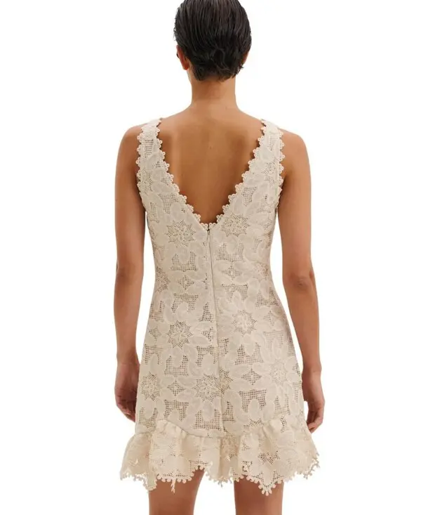 MALINA Miranda Ruffled Guipure Lace Mini Dress