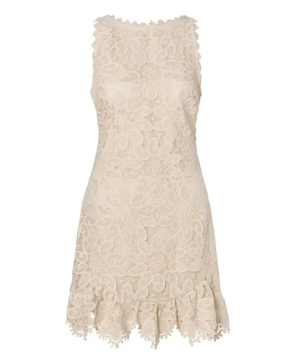 MALINA Miranda Ruffled Guipure Lace Mini Dress