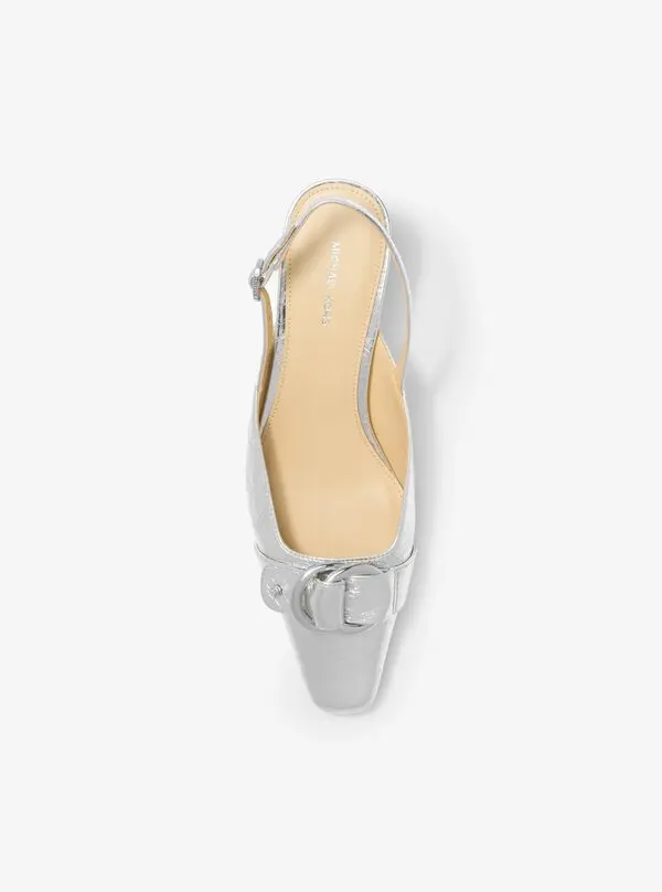 Michael Kors Jaden Metallic Crushed Leather Slingback Pumps