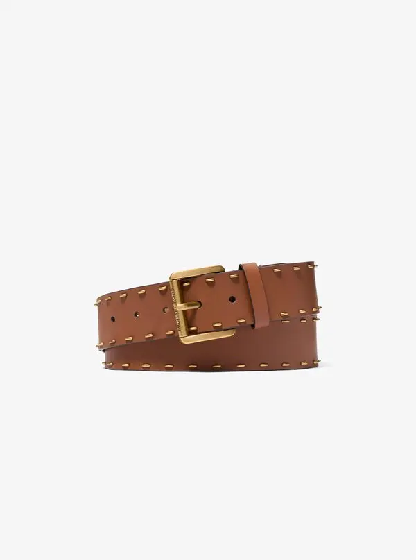 Michael Kors Studded Leather Belt - Brown