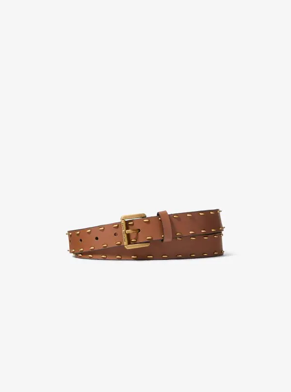 Michael Kors Studded Leather Belt - Brown