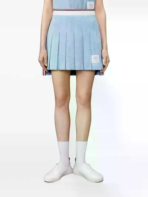 Thom Browne Pleated Mini Skirt With Striped Elasticated Waistband