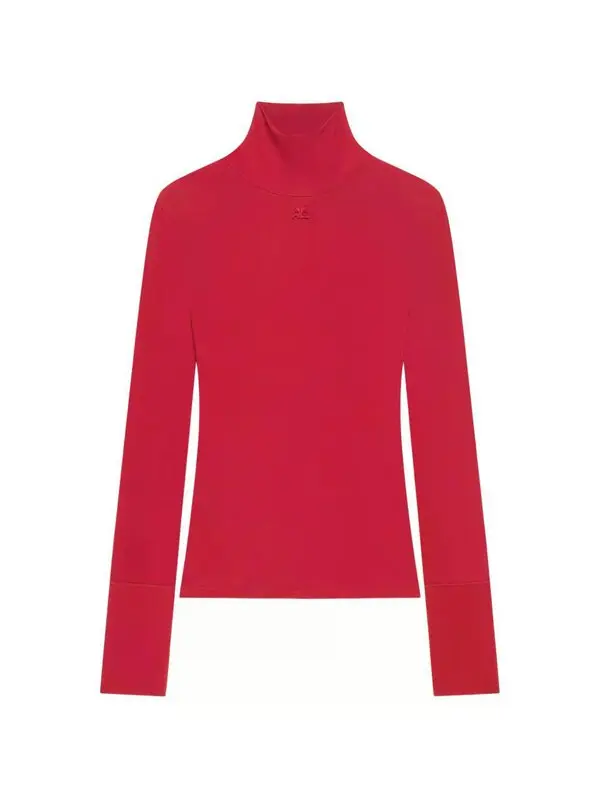 COURREGES High-neck Long-sleeved T-shirt - Red