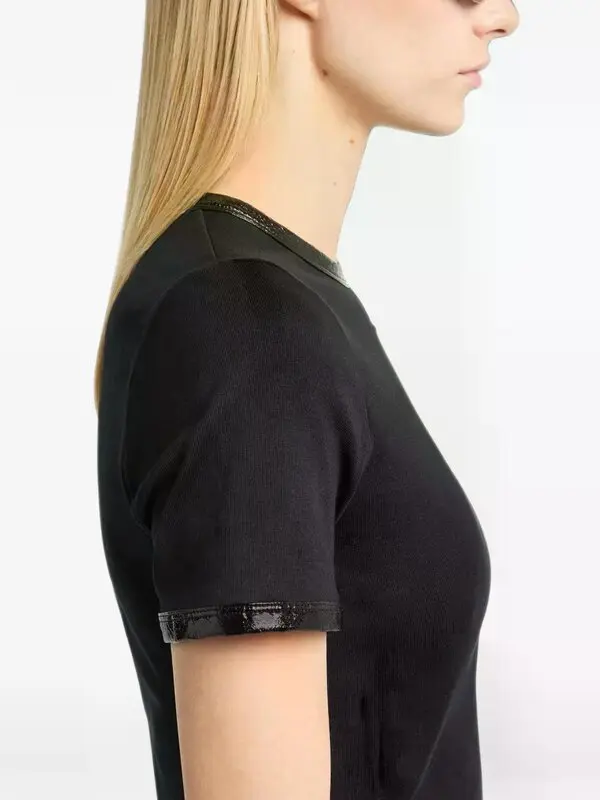 COURREGES Vinyl Trim Logo T-shirt - Black