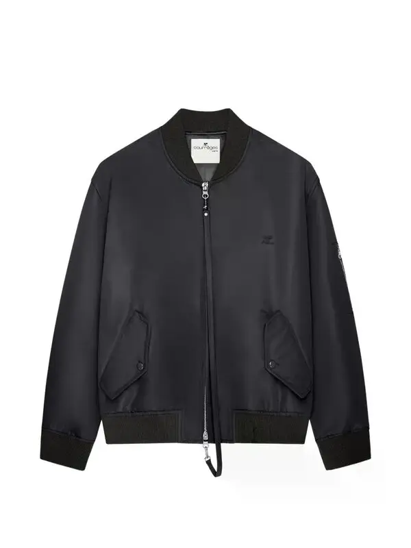 COURREGES Logo-patch Bomber Jacket - Black