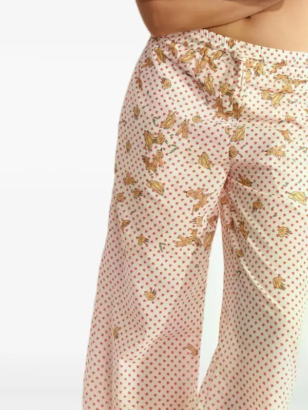 DONDE ESTEBAN Bird-print Polka-dot Trousers