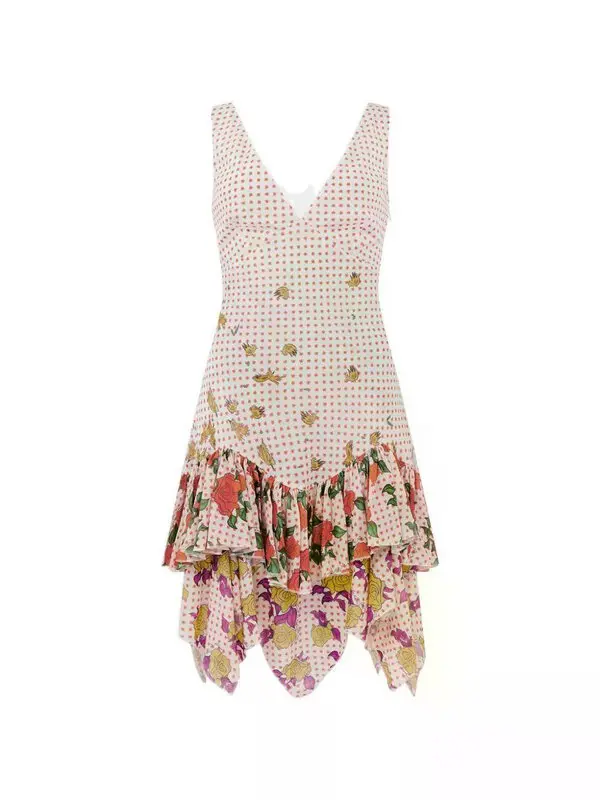 DONDE ESTEBAN Floral-print Ruffled Mini Dress - Neutrals