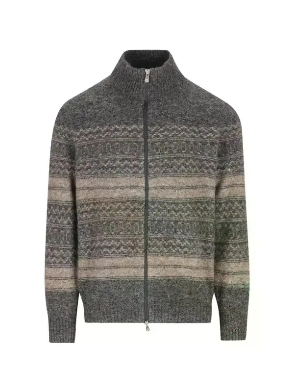 Brunello Cucinelli Nordic Jacquard High-neck Cardigan