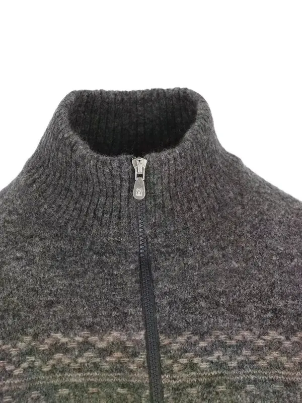 Brunello Cucinelli Nordic Jacquard High-neck Cardigan