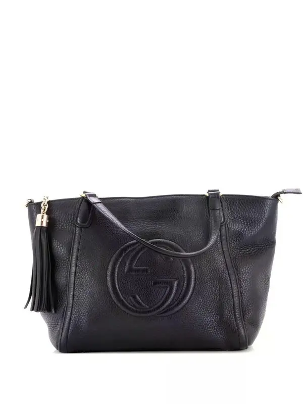 Gucci Soho Convertible Top Handle Bag Leather Satchel - Black