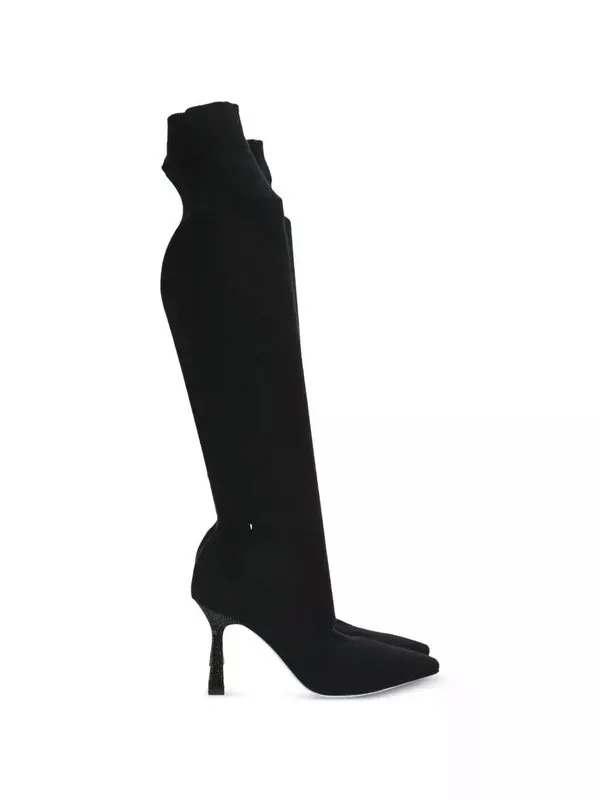 Rene Caovilla Crystal-embellished Knitted Boots