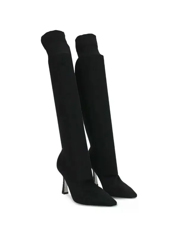 Rene Caovilla Crystal-embellished Knitted Boots