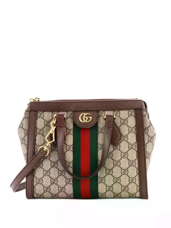 Gucci Ophidia Top Handle Gg Coated Canvas Small Tote Bag - Brown