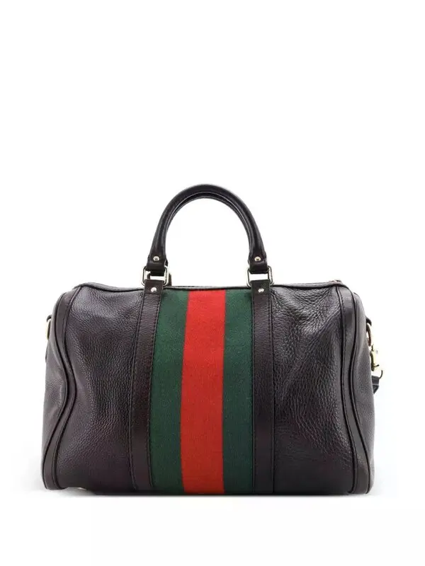 Gucci Vintage Web Boston Bag Leather Medium Satchel