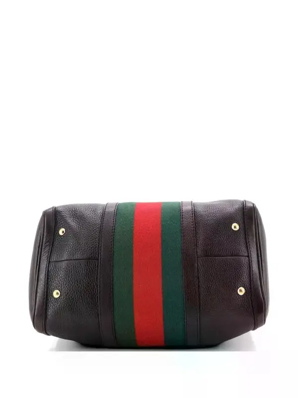 Gucci Vintage Web Boston Bag Leather Medium Satchel