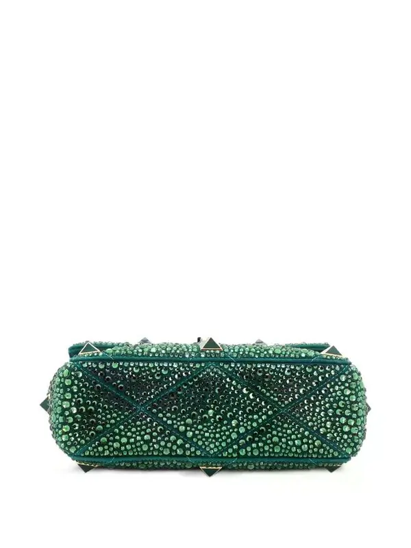Valentino Garavani Roman Stud Flap Bag Embellished Suede Medium Shoulder Bag
