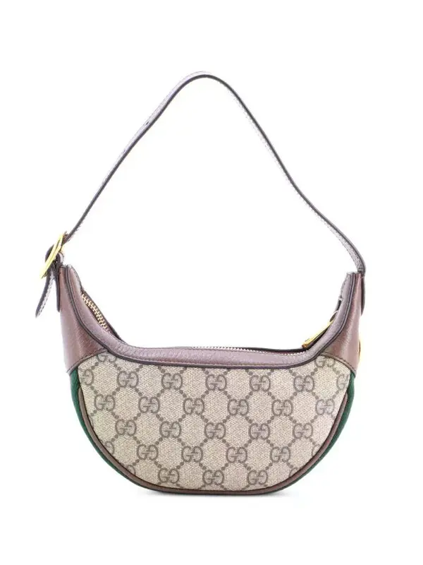 Gucci Ophidia Half Moon Bag Gg Coated Canvas Mini Hobo Bag - Brown