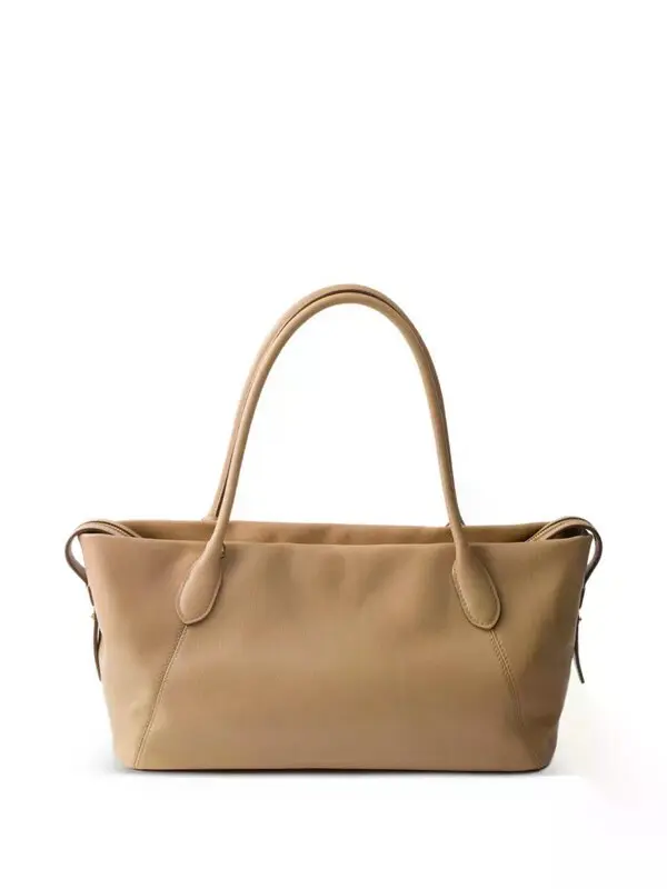 Prada Large Leather Tote Bag - Neutrals