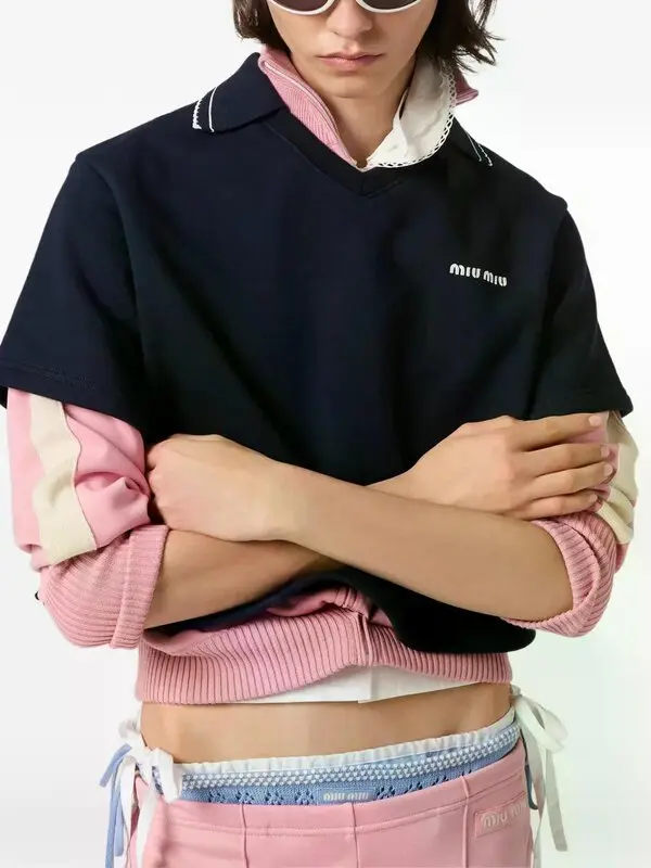 Miu Miu Cropped Cotton-fleece Sweatshirt
