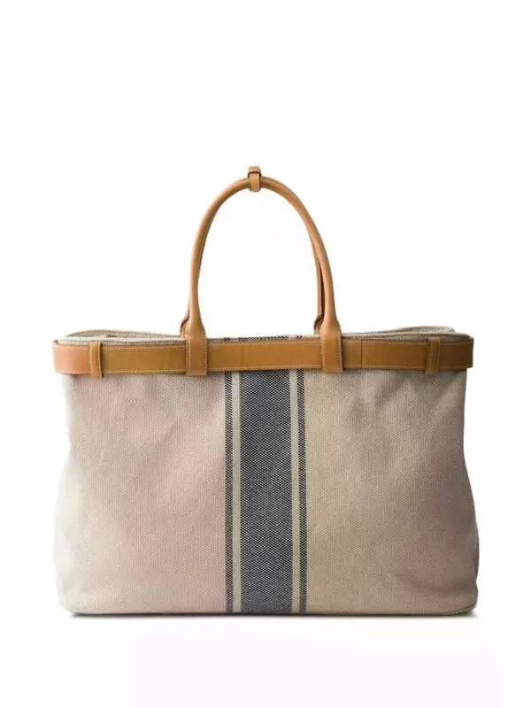 Prada Canvas And Leather Buckle Bag