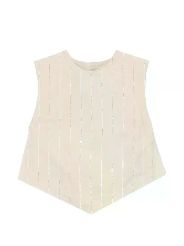 ISABELLE BLANCHE Sequin-embellished Tie-back Top - Neutrals