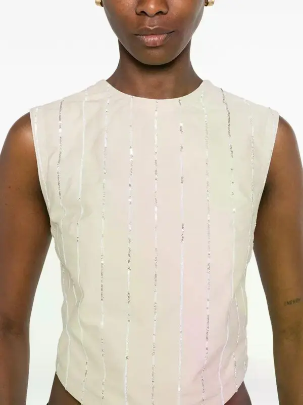 ISABELLE BLANCHE Sequin-embellished Tie-back Top