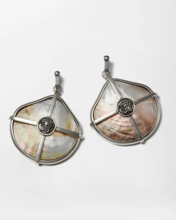 Versace Mother-of-pearl Shell Drop Earrings - Silver