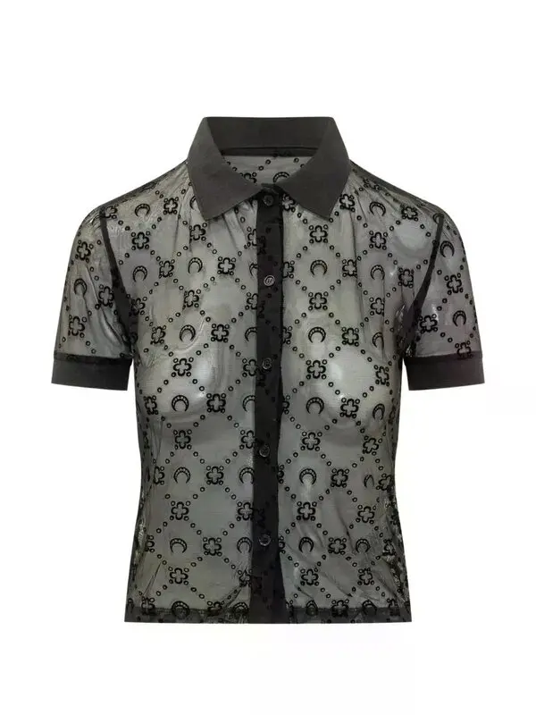 MARINE SERRE Flocked Mesh Polo Shirt