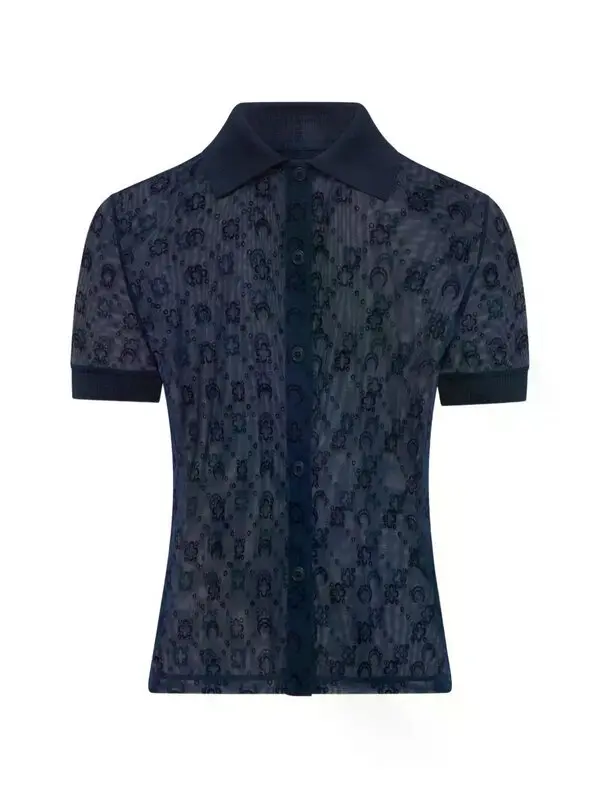 MARINE SERRE Moonogram Mesh Polo Shirt - Blue