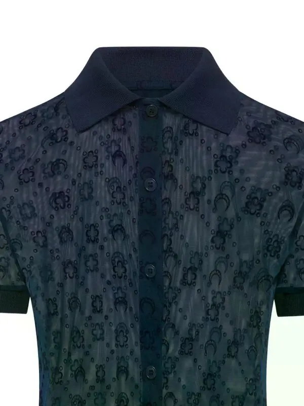MARINE SERRE Moonogram Mesh Polo Shirt - Blue