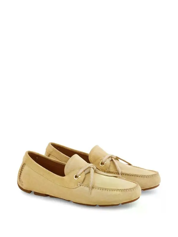 FERRAGAMO Laced Driver Loafers In Suede - Neutrals