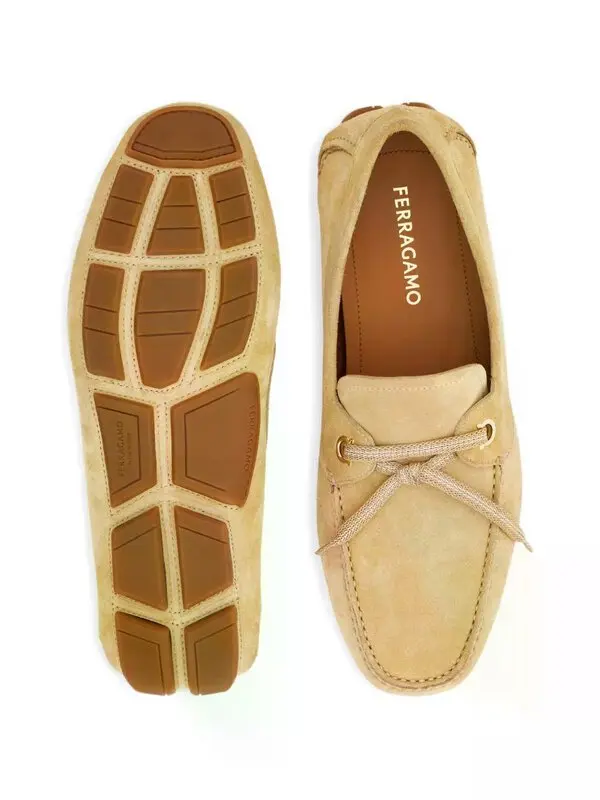 FERRAGAMO Laced Driver Loafers In Suede