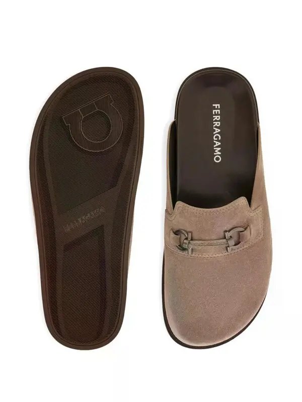 FERRAGAMO Gancini Suede Mules