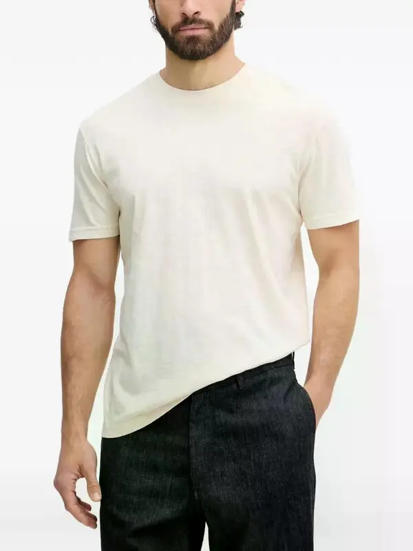 Gant Slub-texture Logo-embroidered T-shirt - Neutrals
