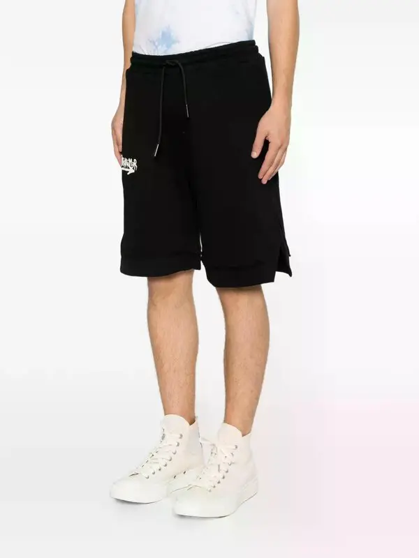 DISCLAIMER Logo Print Raw-edge Shorts