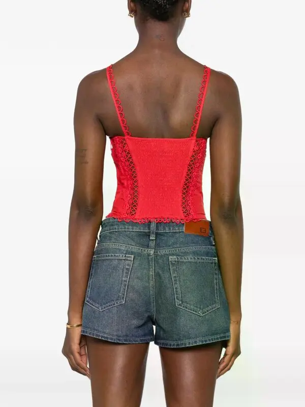 Charo Ruiz Ibiza Poppy Lace Insert Scalloped Trim Top