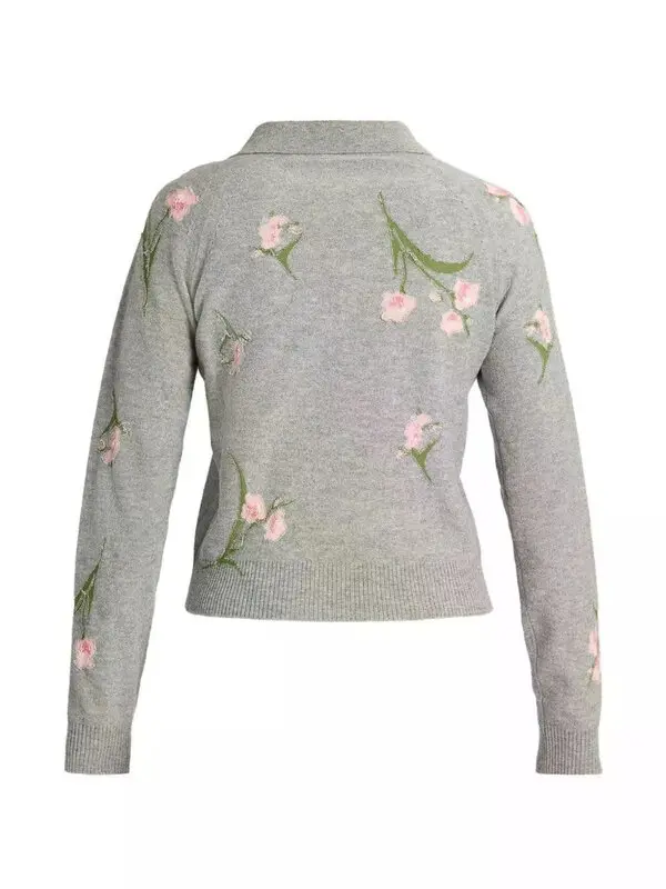Erdem Floral Intarsia Knit Polo Sweater