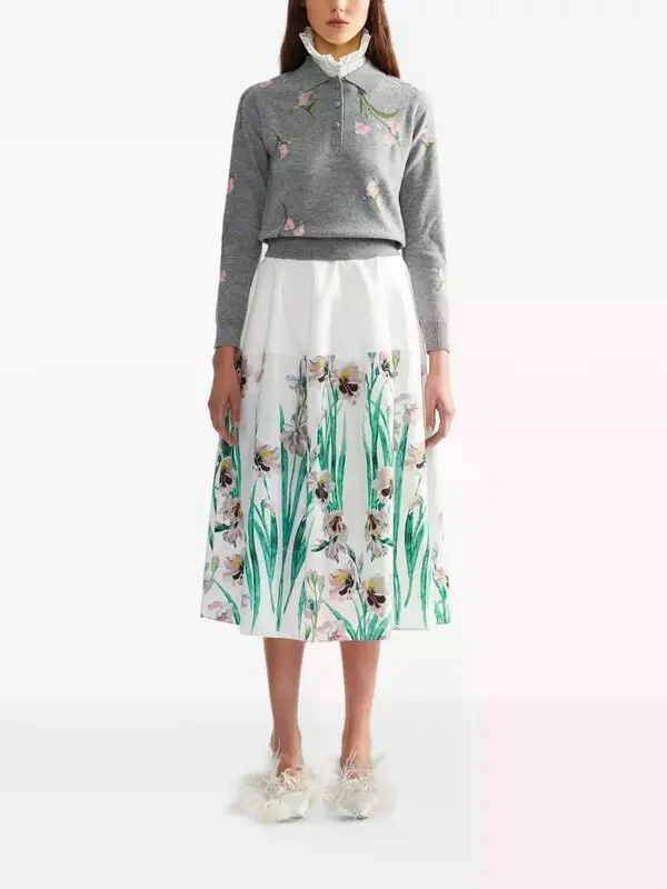 Erdem Floral Intarsia Knit Polo Sweater