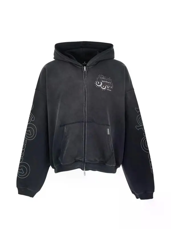 REPRESENT Graphic Print Hooded Sweatshirt - Black